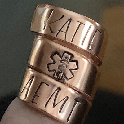 MEDICAL ALERT Ring Hand Stamped Condition or Allergy - Etsy