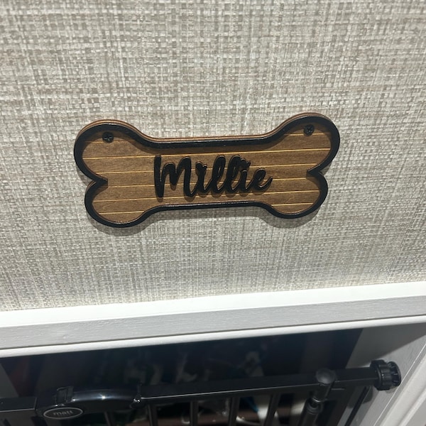 Wooden Dog Name Tag, Dog Kennel Sign, Personalized Pet Tag, Dog Room ...