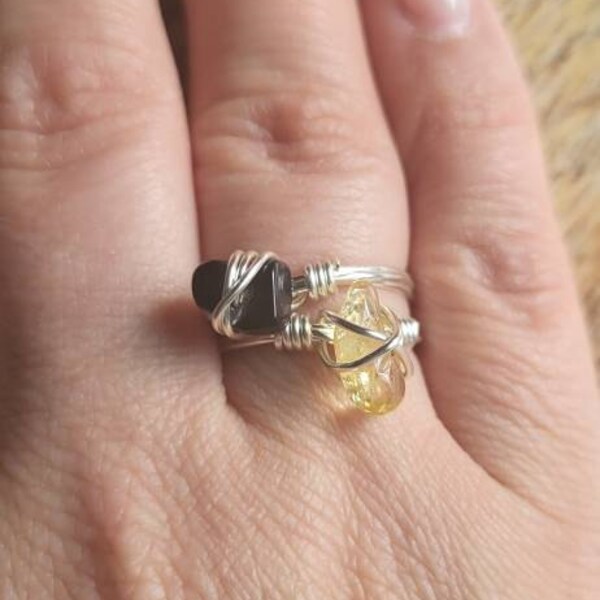 Gold and Silver Wire Wrapped Ring, Dainty Wire Wrapped Ring, Simple and ...