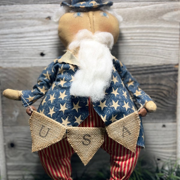 Primitive Uncle Sam With Banner E-PATTERN - Etsy