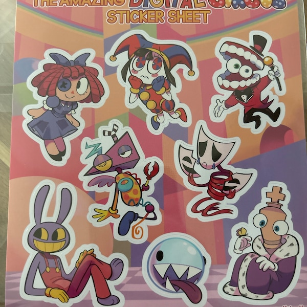 The Amazing Digital Circus TADC Die Cut Vinyl Sticker Sheet - 6.5" X 5. ...