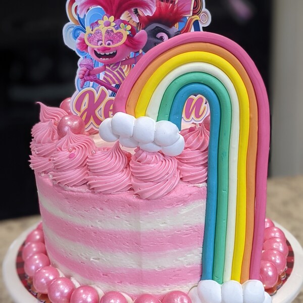 Trolls World Tour Cake Topper, Poppy and Barb Cake Topper, Customized ...