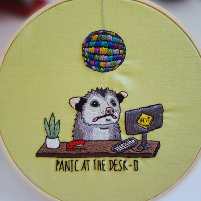 Panic at the Desk-o-possum Disco Possum Hand Embroidery PDF Template ...