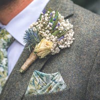 Dried Thistle and Rose Buttonhole, Scottish Wedding, Dried Dusky Pink ...