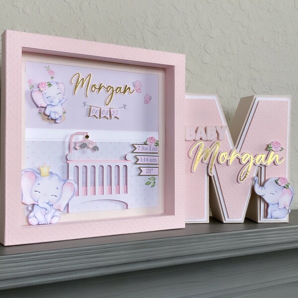 Baby Elephant Watercolor Clipart, Girl Wall Art, Nursery Decor, Cute ...