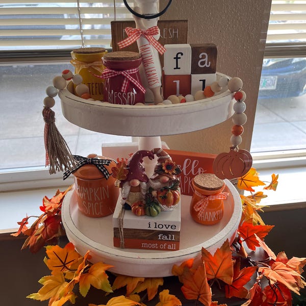 Black and White Farmhouse Tiered Tray Decor Set//farmhouse Decor// Rae ...