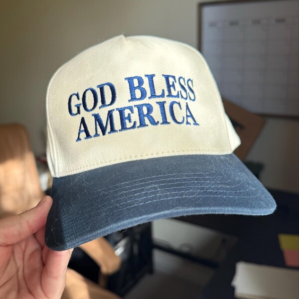 God Bless America Embroidered Two-tone Canvas Trucker Hat, God Bless ...