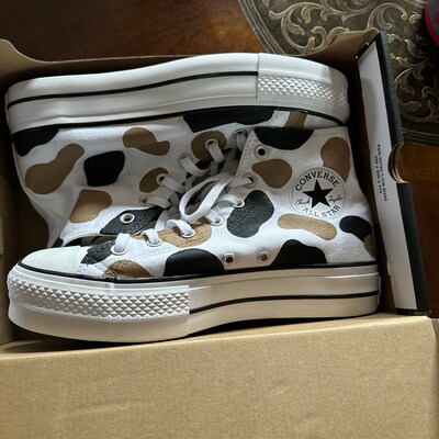 Strawberry/chocolate/regular Cow Print Platform Converse - Etsy