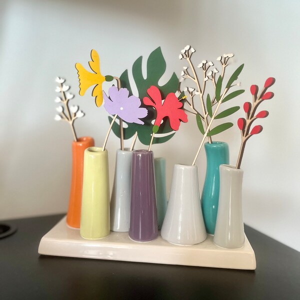 Mini Individual Wooden Flower Stems - Hand Painted Floral Bouquet - Etsy