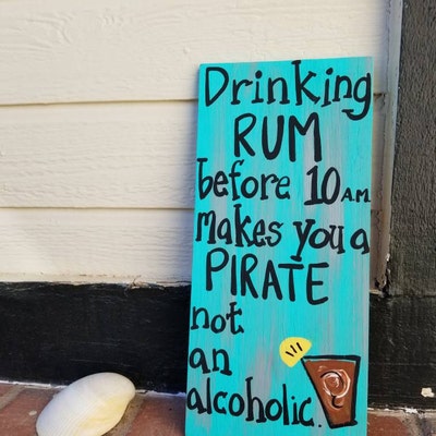 Pirate Sign, Drinking Sign, Rum Sign, Porch Sign Patio Sign, Tiki Bar Decor, Drinking Rum Before ...