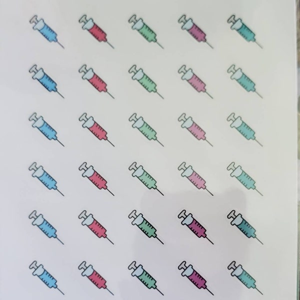 Syringe Stickers (1/2" Each), Medical Stickers, Syringe and Shot ...