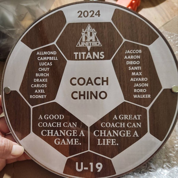 Personalized Wood Acrylic Soccer Coach Plaque, Gift for Soccer Coach ...