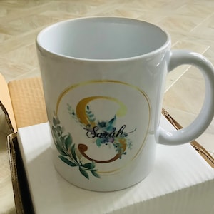 Personalised Mug, Golden Initial Name Cup Gift for Friends, Coffee Mug ...