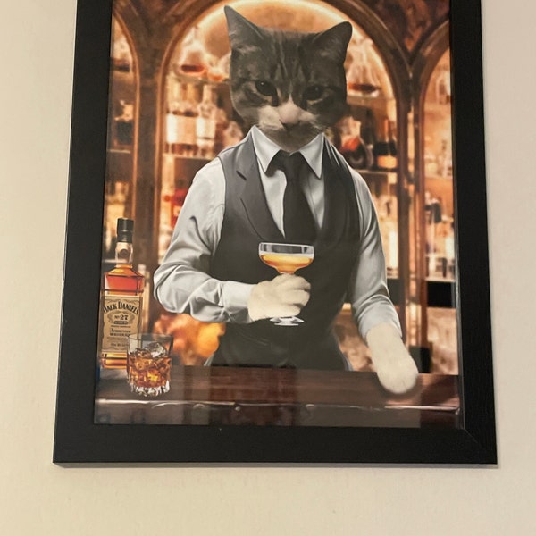 Bartender Pet Portrait From Photo Custom Dog Portrait Painting ...