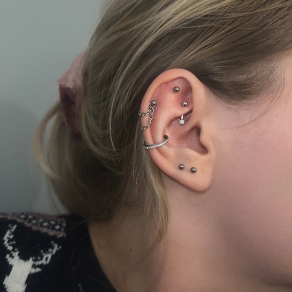 Convertible Chain Ear Jacket: Stainless Steel Helix Cartilage Piercing ...