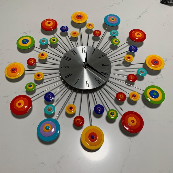 Mid Century Modern Starburst Wall Clock: 17in X 17in With Drops - Etsy