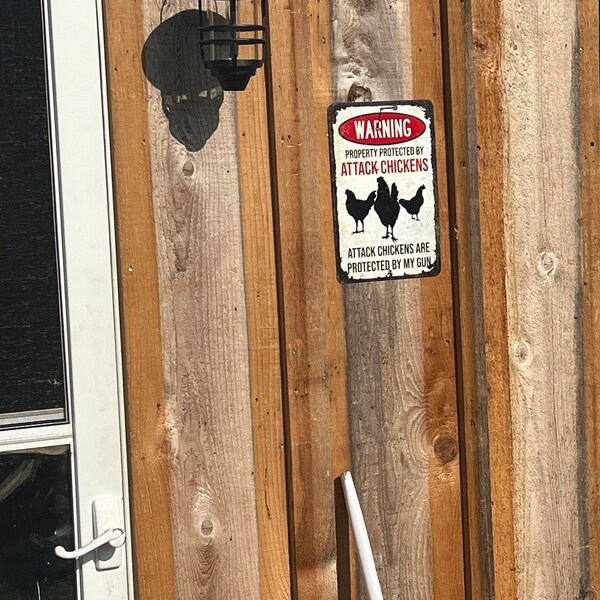 Chicken Coop Sign | Attack Chicken Sign | Guard Chickens on Duty | Hen ...