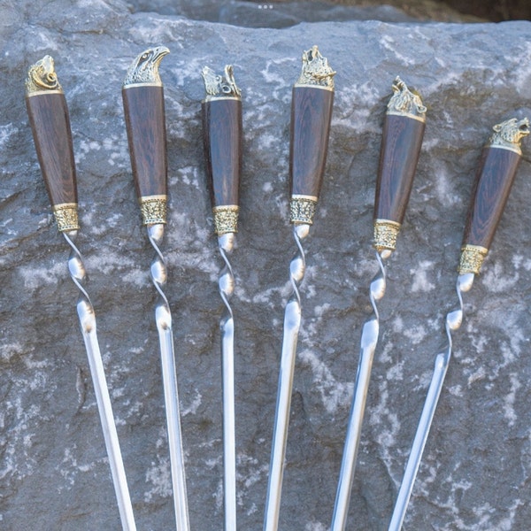 6 Piece Premium 2mm Blade Skewer '' the Sea " Set | High-quality BBQ ...