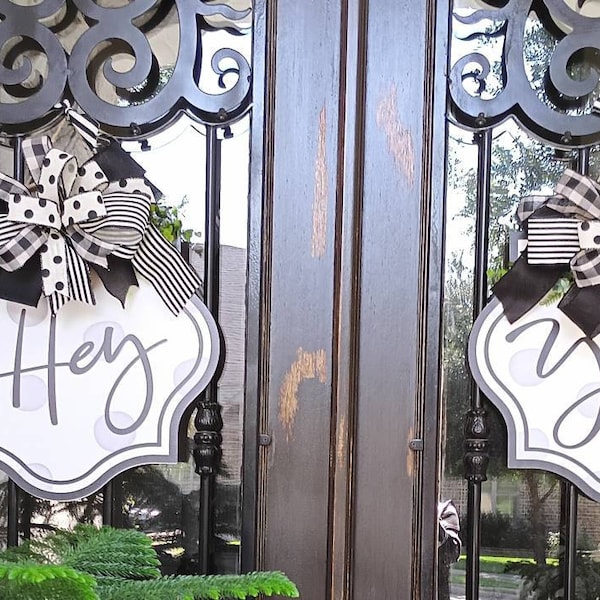 Double Front Door Signs - Front Door Wreaths - Welcome Sign - Front ...