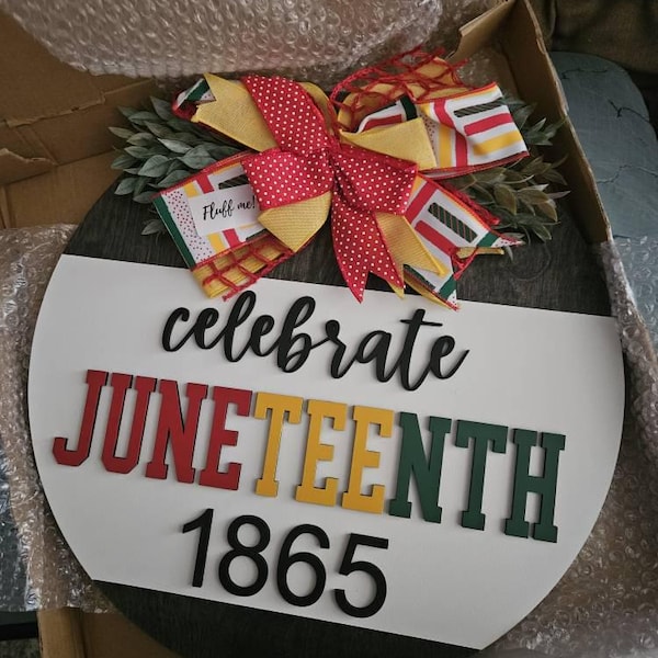 Front Door Decor, Juneteenth Wreath, Juneteenth Door Hanger Sign, Black ...