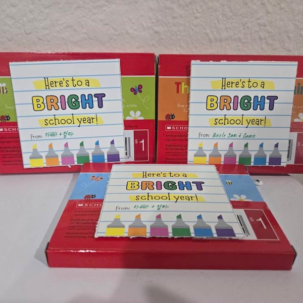 Printable Here's to A Bright Year Gift Tag, Square Highlighter Marker ...