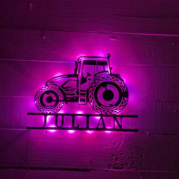 Custom Tractor Driver Metal Wall Art LED Light Personalized Farm ...