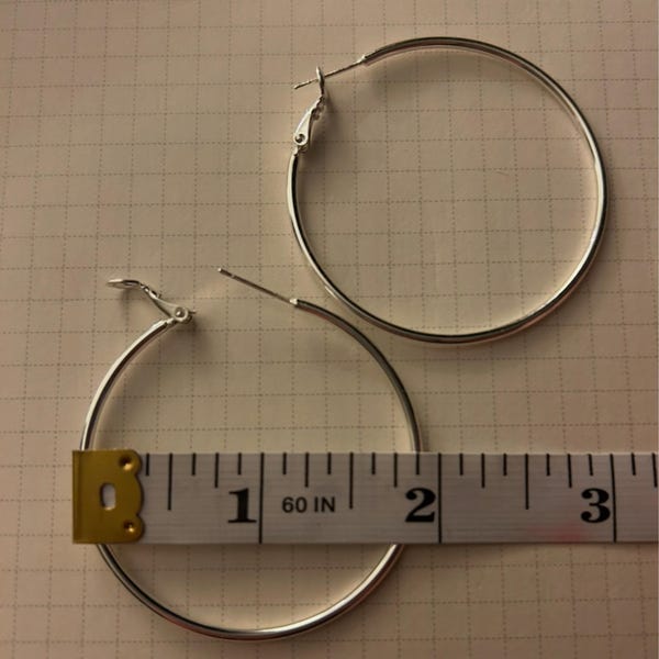 Large Silver Hoops Earrings 20/30/40/50/60/70mm 100mm Big Hoops ...