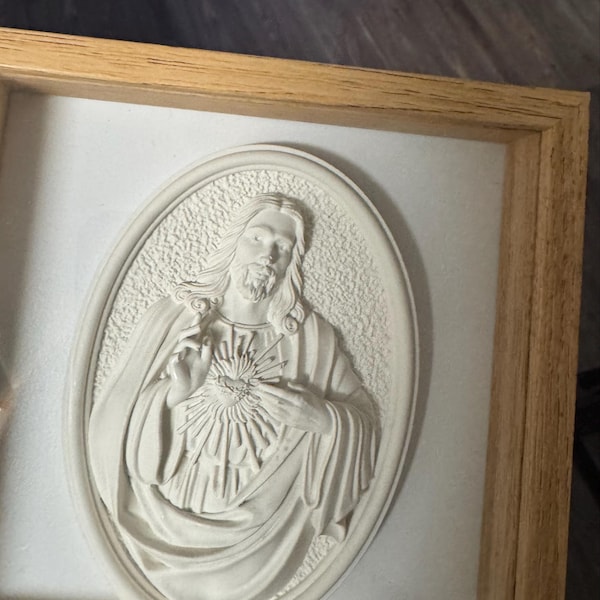 Handmade Sacred Heart of Jesus Resin Plaque: Religious Wall Art - Etsy