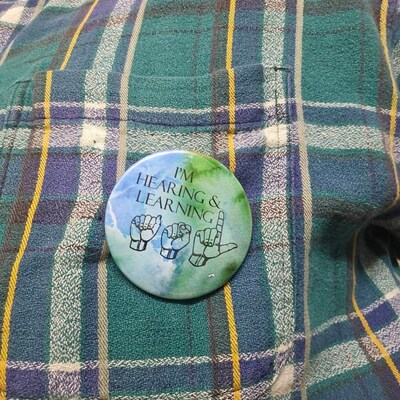 Asl Pin, I'm Learning ASL Button With Name, Personalized ASL Button ...