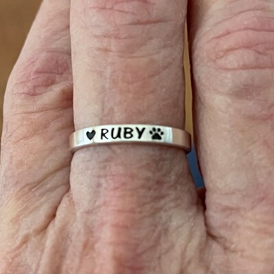 Paw Print Ring, Dog Ring, Personalized Pet Ring, Paw Print Jewelry, Pet ...