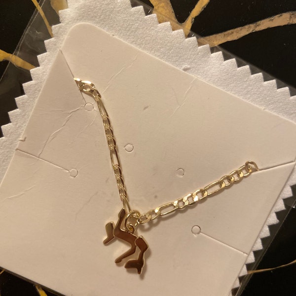 Custom Hebrew Name Necklace With Figaro Chain, Personalized Hebrew ...