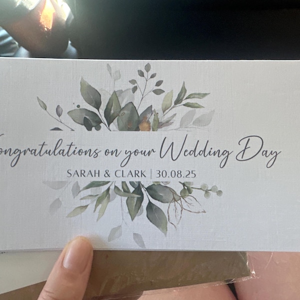 Personalised on Your Wedding Day Money Wallet Card | Floral Cash ...