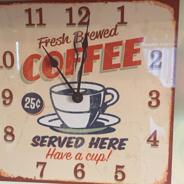 Coffee Wall Clock, Café Wall Décor, Diner Wall Clock, Coffee Signs ...