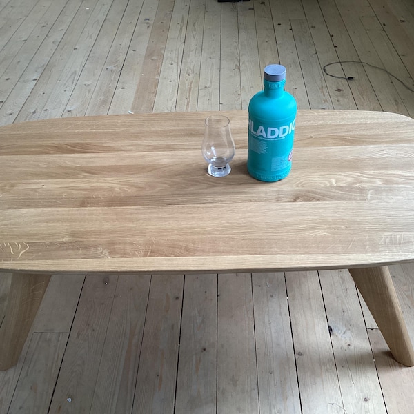 Oval Coffee Table, Mid Century Modern Japandi Coffee Table, Oak Coffe ...