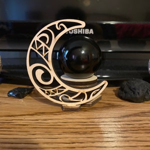 Crescent Moon Sphere Stand / Quality Handmade/ Wooden/ Crystal - Etsy
