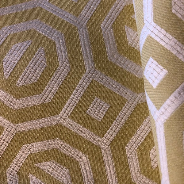 Covington WRIGLEY PYRITE Poly Blend Abstract Yellow Black Drapery Uph ...