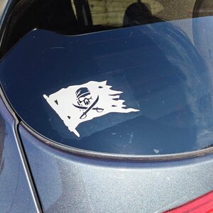 Jolly Roger Pirate Flag Vinyl Decal With Custom Text Option Car Decal ...