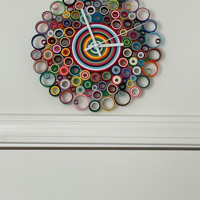 Wall Clock, Paper Clock, Colorful Clock, First Anniversary Gift, Paper ...