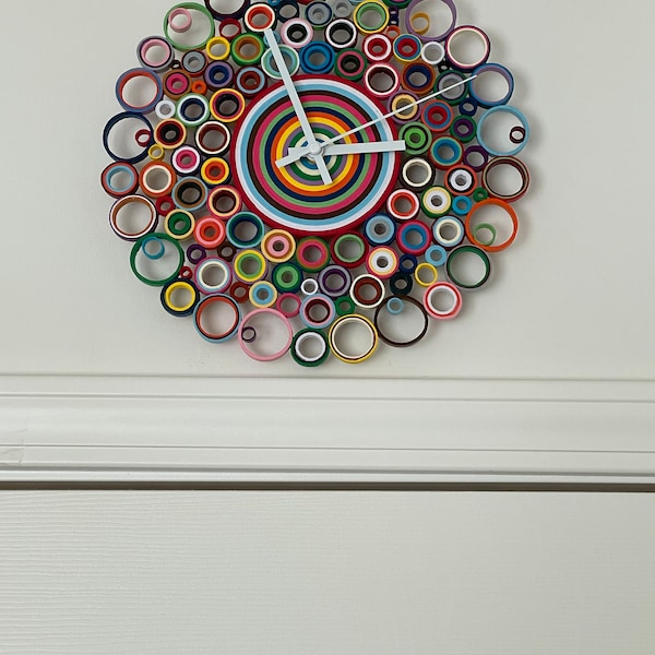 Wall Clock, Paper Clock, Colorful Clock, First Anniversary Gift, Paper ...