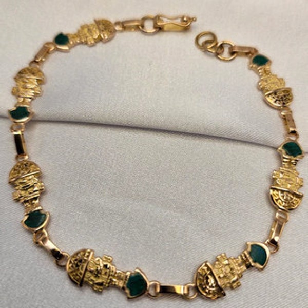 18k Real Solid Gold Bracelet/ Peruvian Cuban Chain/ 6mm Curby/ Men and ...