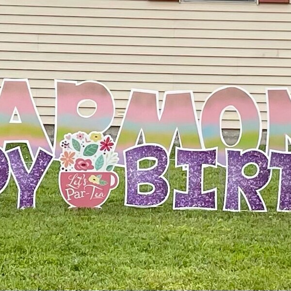 Floral Let’s Par-tea - Yard Sign and Outdoor Lawn Decorations - Garden ...