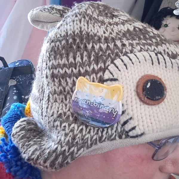 Nonbinary Nyan-binary Pride Button Cat Kitty Non Binary Gender Neutral ...