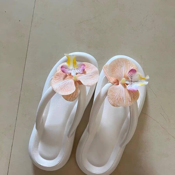 Orchid Flip Flops Sandals, Tropical Shoes With Orchid Flower, Bali ...