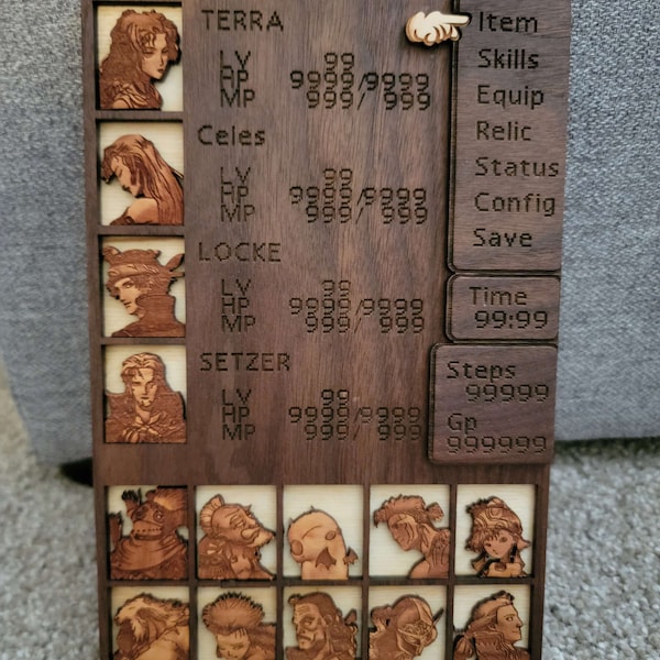 Custom Wooden Final Fantasy 6 / VI Menu Screen With Characters You Can ...