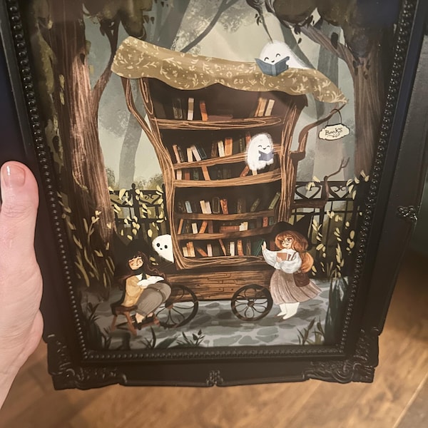 The Traveling Book Cart Illustration Art Print - Etsy