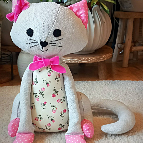 Cat Softie PDF Sewing Pattern, Scrappy Paws Stuffed Animal Pattern ...