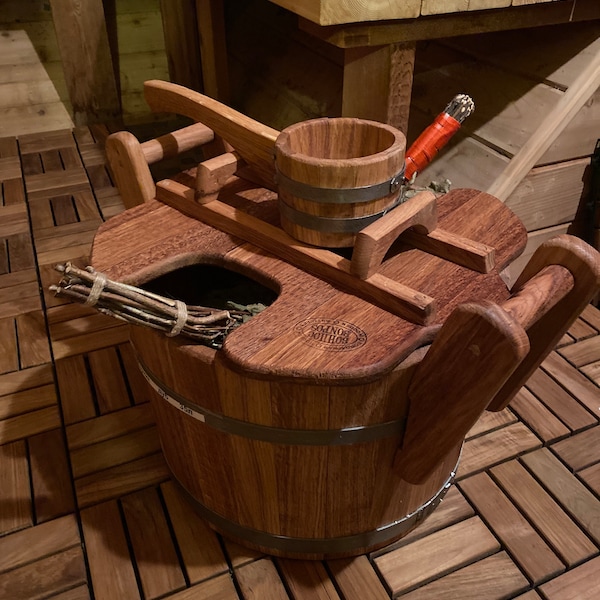 Wooden Oak Bucket [10L — 15L] Rustic Whiskey Barrel / Round Water Pail ...