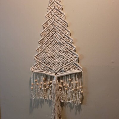Macrame Christmas Tree With Star Topper, Pine Tree Wall Hanging ...