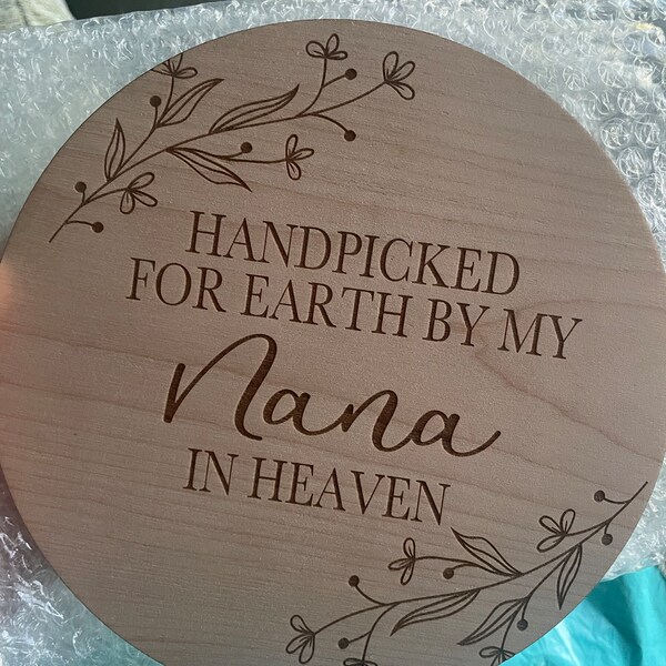 Handpicked for Earth by My Nana in Heaven, Pregnancy Announcement Sign ...