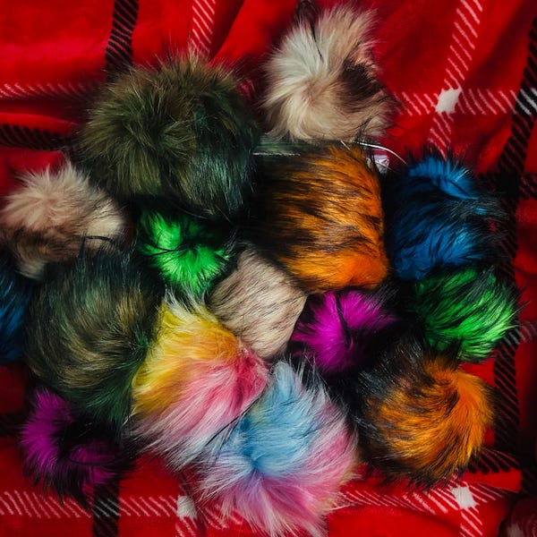 Teal Sparkle Pom, Faux Fur Pom Poms, Faux Fur, Beanie Toppers, Fake Fur ...